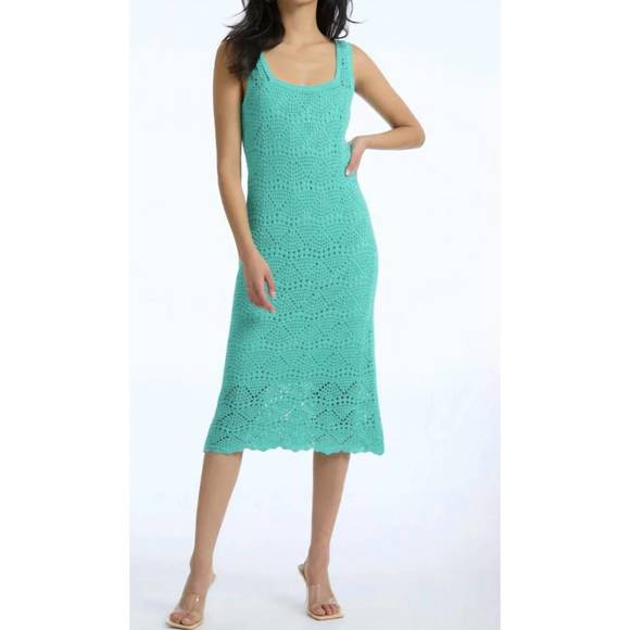 525 America | Dresses | New 525 America Crochet Tank Dress In Cyan ...